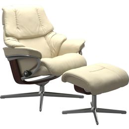 stressless "Reno" Set, Relaxsessel mit Hocker, mit Hocker, mit Cross Base, Gr&ouml;&szlig;e S, M & L, Holzakzent Braun