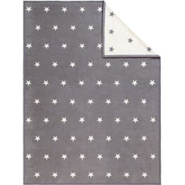 Wohndecke Ibena, B:150cm L:200cm, grau, Baumwolle, Kunstfaser, Wohndecken, "Star", mit kleinen Sternen, Kuscheldecke