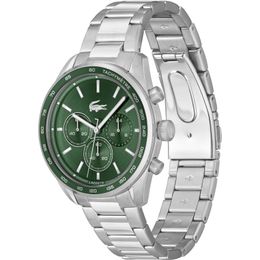 Lacoste Herren Chronograph "VANCOUVER", silber, Armbanduhren, Quarzuhr, Armbanduhr, Herrenuhr, Stoppfunktion, Edelstahlarmband
