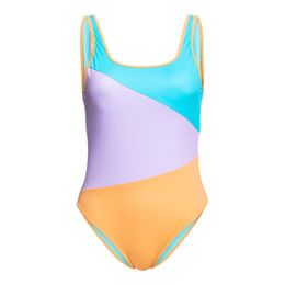 Roxy Damen Badeanzug "Colorblock Party", blau, Gr. XS, 87% Nylon, 13% Elasthan, Badeanzüge