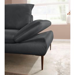 Ecksofa W.Schillig, B:294cm H:87cm T:185cm, schwarz, Chenille-Flachgewebe R66 (85% Polyester, 15% Nylon);Longlife Xtra-Leder Z59: Glattleder mit