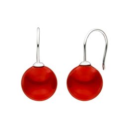 Jobo Damen Perlenohrringe "Ohrringe mit Muschelkern-Perlen", Perlen Silber 925 (Sterlingsilber), rot, Perlen, Silber 925 (Sterlingsilber), Ohrringe,