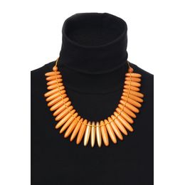 Damen Kette mit Anh&auml;nger "Maresa", orange, Basic, Collezione Alessandro, Holz, Halsketten, mit l&auml;nglichen Holzperlen