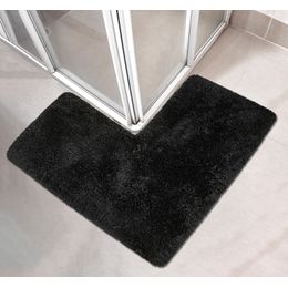 Badematte my home, H:30mm, schwarz, Polyester, Badematten, "Sanremo, Badvorleger, Badezimmer Teppich, sehr weich", Badteppich, unifarben, rechteckig,