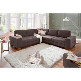 Ecksofa Home Affaire, B:276cm H:86cm T:271cm, braun, Luxus-Microfaser Lederoptik (100% Polyester);Luxus-Microfaser (100% Polyester);Luxus-Microfaser