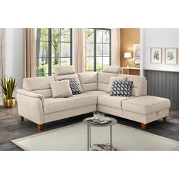 Ecksofa Home Affaire, B:236cm H:89cm T:212cm, beige, 100% Polyester;Struktur (100% Polyester);Luxus-Microfaser in Lederoptik (100% Polyester),