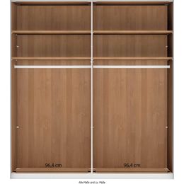 Dreht&uuml;renschrank Wiemann, B:197,3cm H:236cm T:58cm, braun, Floatglas, Hartfaserplatte, Holzwerkstoff, Massivholz, Schr&auml;nke, "Cardiff", inkl.