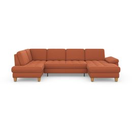 Sit & More Wohnlandschaft SIT & MORE, B:338cm H:88cm T:172cm, orange, 90% Polyester 10%Polyamid, Sofas, "Westham U-Form", wahlweise mit Bettfunktion,