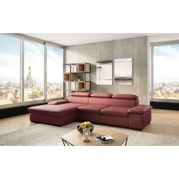 Sit & More Ecksofa SIT & MORE, B:286cm H:73cm T:174cm, rot, Wohnzimmer, Sofas, "Alcudia L-Form", wahlweise mit Bettfunktion
