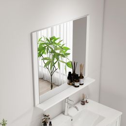 Badspiegel Welltime, B:79cm H:70cm T:11,5cm, wei&szlig;, MDF, Spiegel, "AMSTERDAM", in zwei Breiten 60cm, 80cm mit praktischer Ablagefl&auml;che