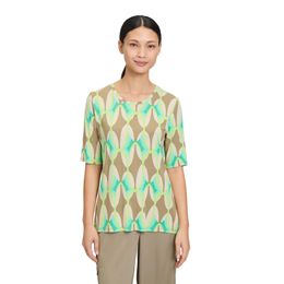 Betty Barclay Damen Kurzarmshirt "Damen Basic Shirt mit Print", grün, Gr. 40, Jersey, Obermaterial: 95% Viskose, 5% Elasthan., Shirts, Druck