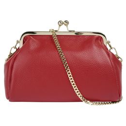 CLUTY Damen Abendtasche, rot, Leder, leicht glänzend, unifarben, Taschen, echt Leder, Made in Italy