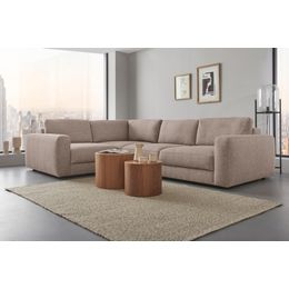 Ecksofa Places of Style, B:224cm H:84cm T:304cm, beige, 100% Polyester, Wohnzimmer, Sofas, "Bloomfield, Breite 304cm, Mega Polsterecke mit viel