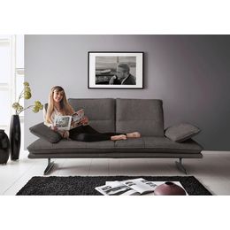 2-Sitzer W.Schillig, B:216cm H:94cm T:96cm, grau, Flachgewebe S22 (100% Polyester), Sofas, "broadway, Designsofa mit tollem Sitzkomfort",