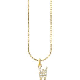 Thomas Sabo Damen Kette mit Anhänger "Buchstabe", 45, W, Silber 925 (recycelt), gold, Silber 925 (recycelt), Halsketten, mit Zirkonia (synth.)