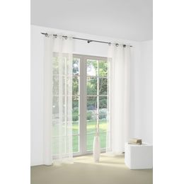 Gardine WIRTH, B:500cm H:245cm, beige, Polyester, Wohnzimmer, Gardinen, "Bettina", Fertig-Store mit Metall&ouml;sen nach Ma&szlig;