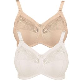 Anita Damen Entlastungs-BH "2er Pack Komfort BH ohne Bügel Safina", Gr. 100, beige, Obermaterial: 50% Polyamid PA. 25% Polyester PES. 10% Elasthan