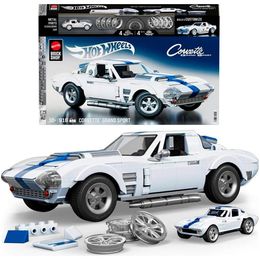 Mattel Kinder Modellbausatz "Mattel Brick Shop Hot Wheels, ELITE SERIES CORVETTE", weiß, Kunststoff, B:12cm H:8cm L:28cm, Modellbausätze