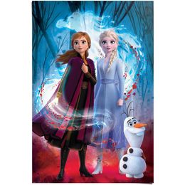 Poster Reinders, B:61cm H:91,5cm, blau, Papier, Küche, Bilder, "Poster Frozen 2 Anna - Elsa - Olaf - Disney"