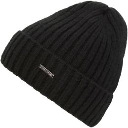 Chillouts Damen Beanie "Tuva Hat", schwarz, unifarben, Obermaterial: 57% Polyacryl, 34% Wolle, 5% Polyamid, 4% Polyester, Mützen, in flexibler