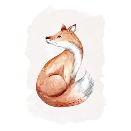 Bild Komar, B:40cm H:50cm, bunt, Holz, Papier, Wohnzimmer, Bilder, "Curious Fox", Wandbild zur Dekoration - ohne Rahmen