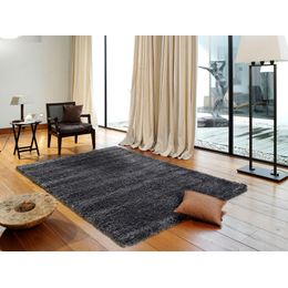 Hochflor-Teppich, B:200cm H:52mm L:200cm, grau, OCI DIE TEPPICHMARKE, Kunstfaser, Teppiche, "Lobby Shaggy", Wohnzimmer