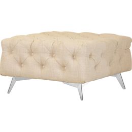 Polsterhocker Home Affaire, B:80cm H:45cm T:80cm, beige, Struktur (100% Polyester);Samtoptik (100% Polyester), Hocker, "Glynis", aufw&auml;ndige
