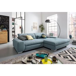 Ecksofa, B:276cm H:89cm T:198cm, blau, SET ONE BY Musterring, 100% Polyester, Wohnzimmer, Sofas, "SO 1200 inkl. Sitztiefen- & R&uuml;ckenverstellung f&uuml;r