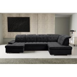 Wohnlandschaft WERK2, B:332cm H:105cm T:217cm, grau, 95% Polyester, 5% Nylon, Sofas, "Kordula-New Multifunktion Couch, Breite 332cm, U-Form", Sofa in