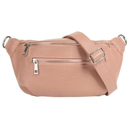 Samantha Look Damen G&uuml;rteltasche, rosa, Leder, leicht gl&auml;nzend, unifarben, Taschen, echt Leder, Made in Italy