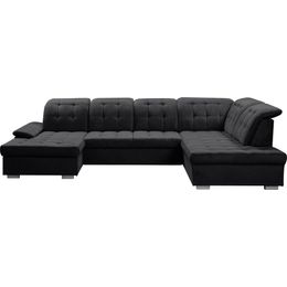 Wohnlandschaft WERK2, B:332cm H:105cm T:217cm, grau, 95% Polyester, 5% Nylon, Sofas, "Kordula-New Multifunktion Couch, Breite 332cm, U-Form", Sofa in