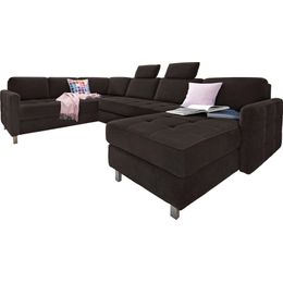 Sit & More Wohnlandschaft SIT & MORE, B:292cm H:80cm T:87cm, schwarz, Struktur (100% Polyester);Kunstleder SOFTLUX;Luxus-Microfaser ALTARA NUBUCK (100%