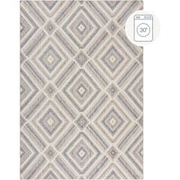 Teppich FLAIR RUGS, B:155cm H:4mm L:230cm, beige, Wolle, Wohnzimmer, Teppiche, "Beckett", Waschbarer Geometrischer Teppich, Wohnzimmer, Schlafzimmer,