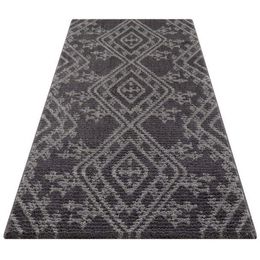 Teppich Carpet City, B:80cm H:10mm L:300cm, grau, Polyester, Wohnzimmer, Teppiche, "April 2291", L&auml;ufer, weich durch Microfaser, Boho Ethno Look,