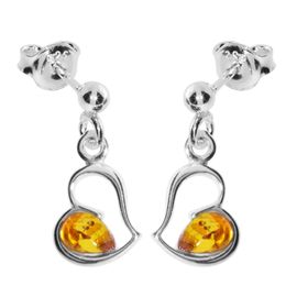 OSTSEE-SCHMUCK Damen Paar Ohrh&auml;nger "- Herz - Silber 925/000 - Bernstein", Silber 925 (Sterlingsilber), silber, Silber 925 (Sterlingsilber), Ohrringe