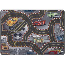 Kinderteppich, B:140cm H:6,5mm L:200cm, bunt, PRIMAFLOR-IDEEN IN TEXTIL, Polyamid, Teppiche, "Spielteppich CARS", Kurzflor, Stra&szlig;en-Spiel-Teppich,