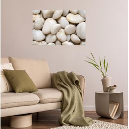 queence Wandsticker "Stones", B/H/T: 90cm x 60cm x 0,1cm, Stein Steine, weiß, Küche, Wandtattoos, Selbstklebend, kinderleichte Anbringung