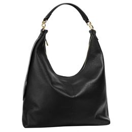 Samantha Look Damen Shopper, schwarz, Leder, leicht gl&auml;nzend, unifarben, Taschen, Made in Italy, Gro&szlig;e Handtasche mit Smartphonefach