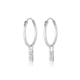 Elli Damen Paar Creolen "Creolen Wei&szlig; 925 Sterling Silber, mit Kristallen von Swarovski", onesize,mit Steinen, Silber 925 (Sterlingsilber), silber,