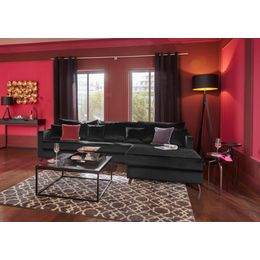 Ecksofa Home Affaire, B:294cm H:90cm T:184cm, schwarz, Samtvelours 100% Polyester;Luxus-Microfaser ALTARA NUBUCK (100% Polyester), Wohnzimmer, Sofas,