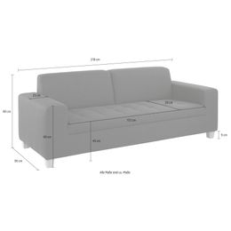 3-Sitzer Home Affaire, B:218cm H:80cm T:90cm, braun, NaturLEDER (echtes Rindsleder) auf Sitzfl&auml;che, Kunstleder im Korpus;Melrose (100%