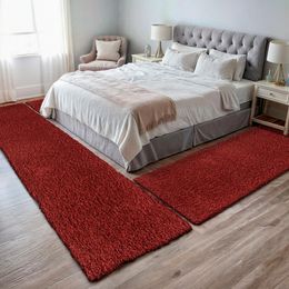 Hochflor-Bettumrandung OTTO HOME, H:37mm, rot, Obermaterial: 100% Polypropylen, Bettumrandungen, "Banji", Uni Farben, weich und flauschig, auch als
