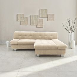 Ecksofa DOMO collection, B:234cm H:80cm T:157cm, beige, 100% Polyester, Wohnzimmer, Sofas, "100031 kompakte Stellma&szlig;e, komfortabel und bequem,