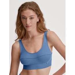 Calida Damen Bustier "Elastic", Gr. M, blau, Single Jersey, Obermaterial: 94% Baumwolle, 6% Elasthan, BHs, breites Unterbrustband, ohne B&uuml;gel,