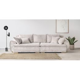 Big-Sofa Home Affaire, B:275cm T:108cm, beige, 100% Polyester, Sofas, "Katja, B: 275 cm", Mega-Sofa mit 4 Zierkissen