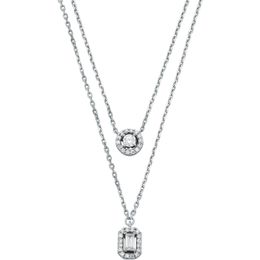 Michael Kors Damen Kette mit Anh&auml;nger "Schmuck Geschenk Silber 925 Halskette Halo Double Layer", Silber 925 (Sterlingsilber), L: 39 B: 1mm, silber,