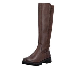 Remonte Damen Stiefel, Gr. 40, braun, Elastischer Einsatz, Leder, Lederimitat, unifarben, Schuhe, Langschaftstiefel, Stretchstiefel, mit