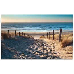 K&uuml;chenr&uuml;ckwand Artland, B:80cm H:50cm, beige, Aluminium, Spritzschutzw&auml;nde, "Weg zum Nordseestrand Sonnenuntergang", Alu Spritzschutz mit Klebeband,