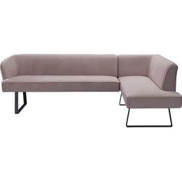 Eckbank, B:270cm H:83cm T:197cm, pink, exxpo - SOFA FASHION, Esszimmer, Sitzb&auml;nke, "Americano", mit Keder und Metallf&uuml;&szlig;en, Bezug in verschiedenen