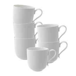 Villeroy & Boch VILLEROY & BOCH Becher "Becher mit Henkel New Cottage Basic 260 ml 6er Set weiß", weiß, Trinkgefäße